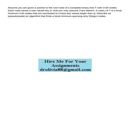 Assume You Are Given A Pointer To The Root Node Of A Completpdf