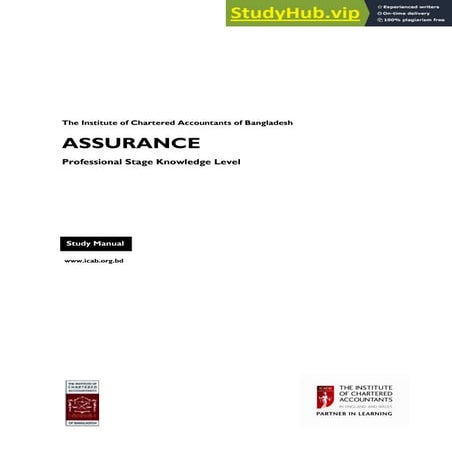 ASSURANCE Study Manual CA Certificate Level - ICAB | PDF