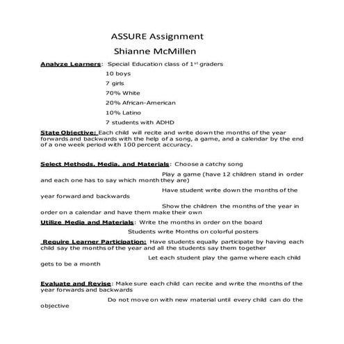 Assure assignment | DOCX