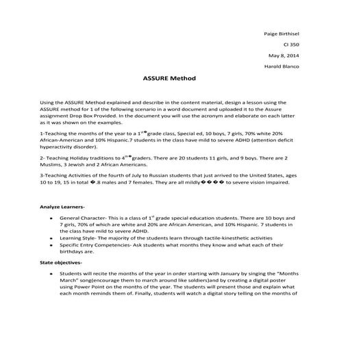 Assure assignment revised | DOCX