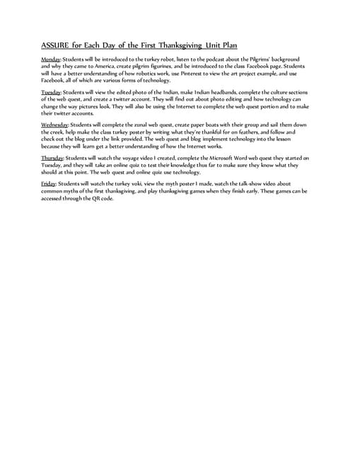 The first thanksgiving lesson plan tech | PPT