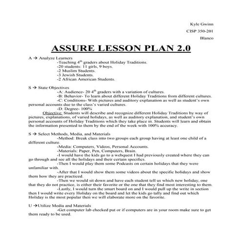 Assure lesson plan 2.0 | DOCX