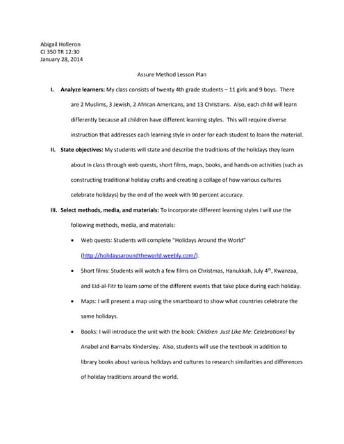 New assure lesson plan. | PDF