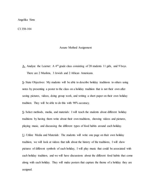 New assure lesson plan. | PDF