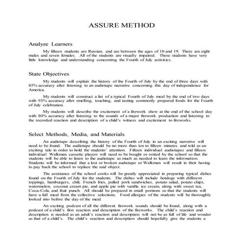 Assure method plan revised | DOCX