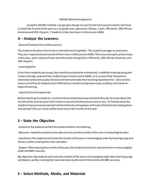 Assure Method Assignment | DOCX