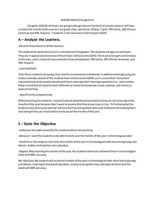 Assure Method Assignment | DOCX