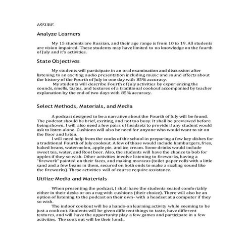 Assure Method Plan | PDF