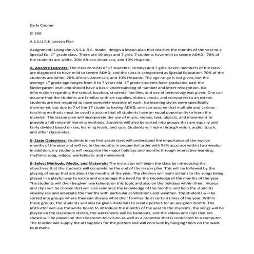 Assure method 1st grade | DOCX