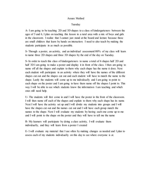 Assure method wednesday | DOCX