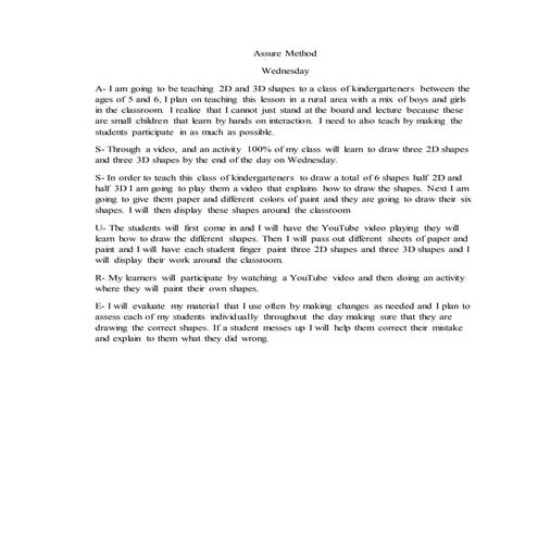 Assure method wednesday | DOCX