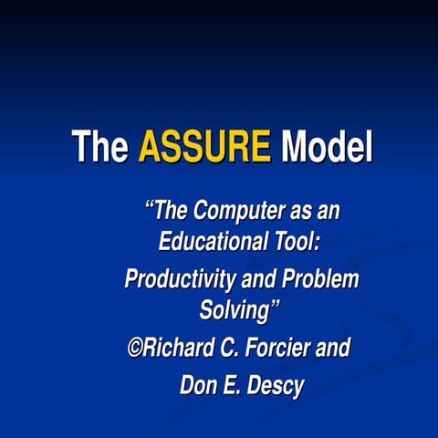 ASSURE MODEL PPT ingénieurie de formation | PPT