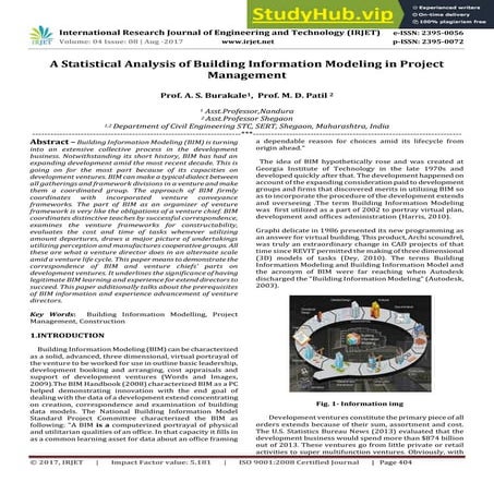 A Statistical Analysis Of Building Information Modeling In Project ...