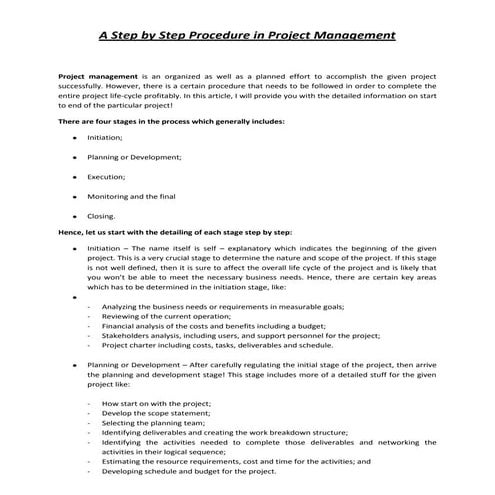 A step by step procedure in project management | DOCX | Business ...