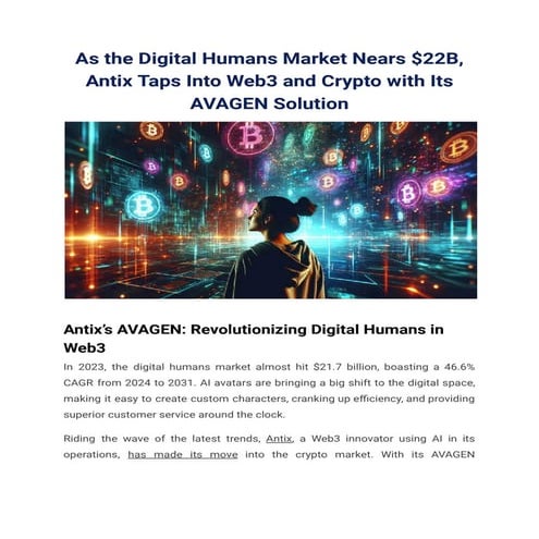 As the Digital Humans Market Nears $22B, Antix Taps Into Web3 and Crypto with Its AVAGEN ...