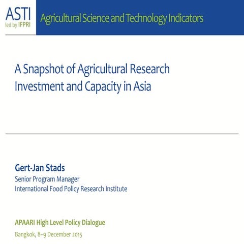Agricultural R&D in Asia: Recent investment and Capacity Trends | PPTX ...