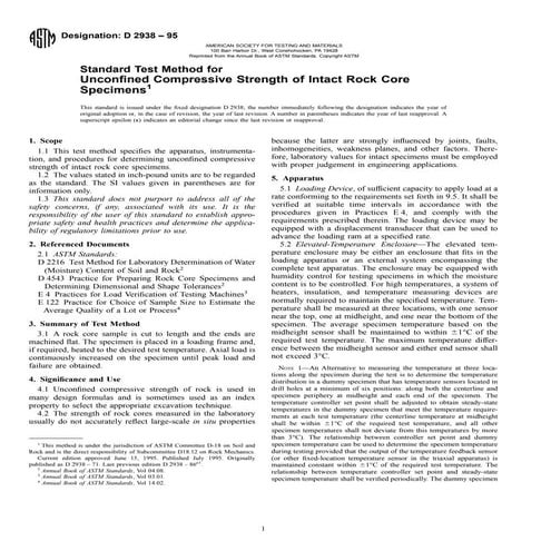 Astm d2938 unconfined compressive strength | PDF