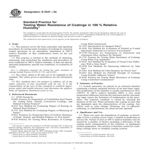 ASTM 2247 Testing Water Resistance of Coatings in 100 % Relative ...