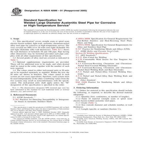 Astm a409 a409-m-01(r05) | PDF