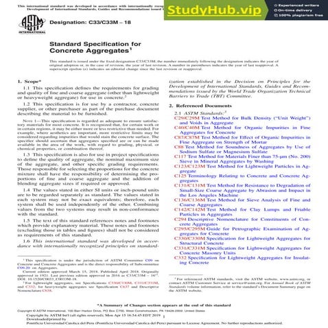 ASTM C33 C33M 18 Standard Specification For Concrete Aggregates 1 | PDF