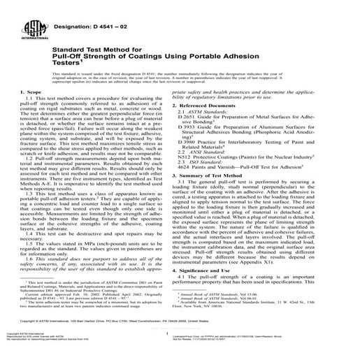 Astm d4541 standard pull off test for coatings | PDF