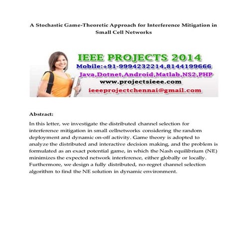 A Stochastic Game Theoretic Approach For Interference Mitigation In