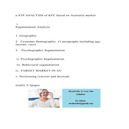 a STP ANALYSIS of KFC based on Australia market i. Segmentat.docx