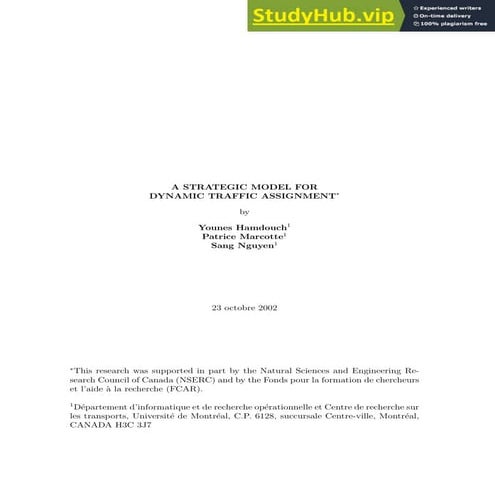 A Strategic Model For Dynamic Traffic Assignment Pdf