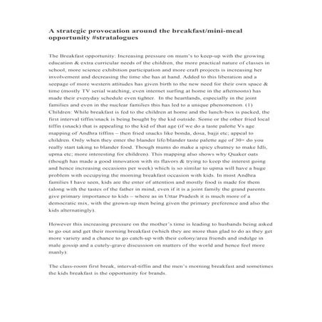A strategic provocation around breakfast/Mini-meal | PDF | Parenting ...