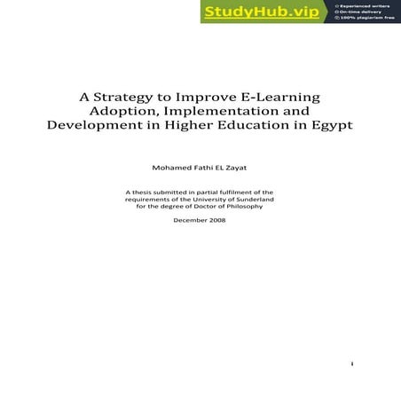 A Strategy To Improve E-Learning Adoption, Implementation And ...