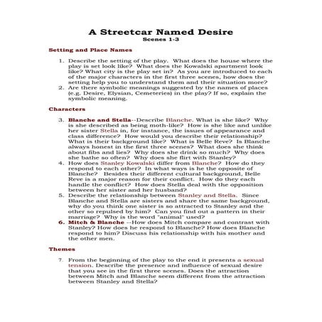 A Streetcar Named Desire scenes 1 3 | PDF