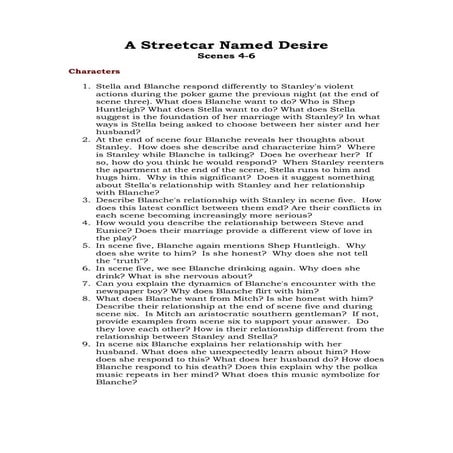 A Streetcar Named Desire scenes 1 3 | PDF