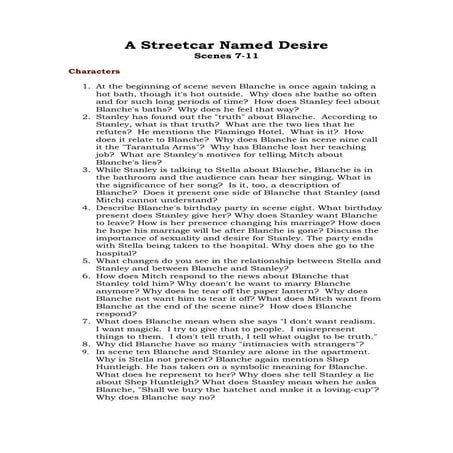 A Streetcar Named Desire scenes 7 11 | PDF | Bath and Shower | Personal ...