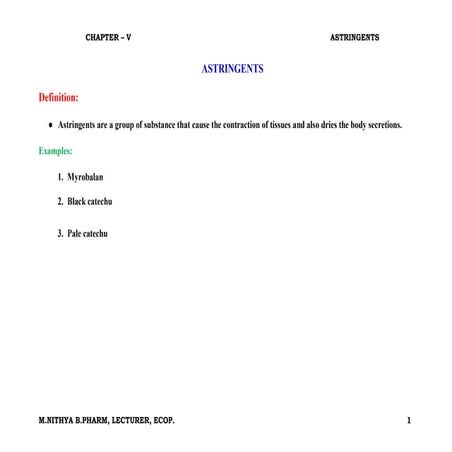 Pharmacognosy - Astringents | PDF
