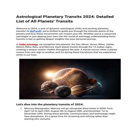 Astrological Planetary Transits 2024: Detailed List of All Planets ...