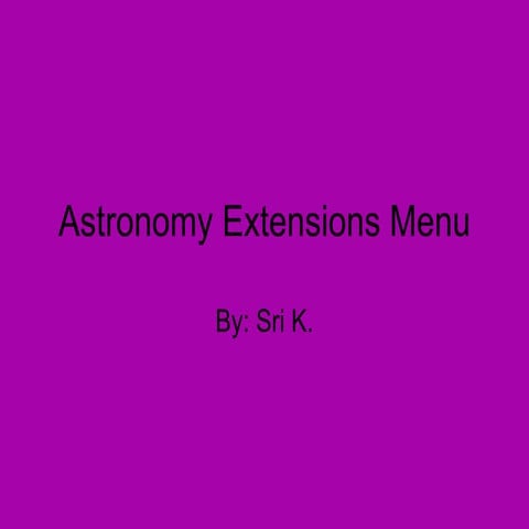 Astronomy Extensions Menu | PPT
