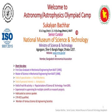 astronomy olympia slide, Astrophysicist, Astro-Science | PDF