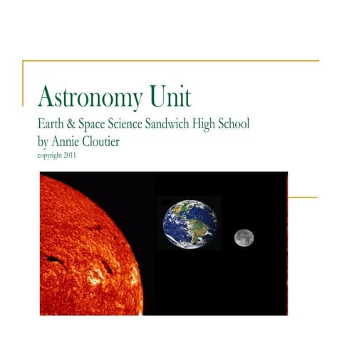 Astronomy unit 2011 SUN EARTH MOON SYSTEM acloutier copyright | PPT