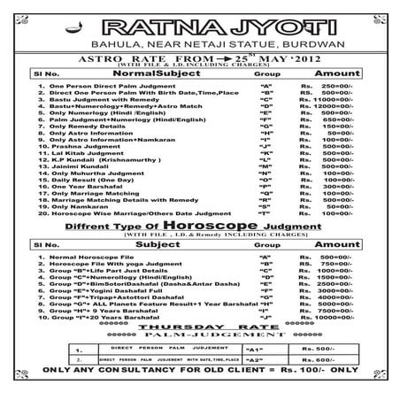 Astro rate from 25th may 2012 | PDF