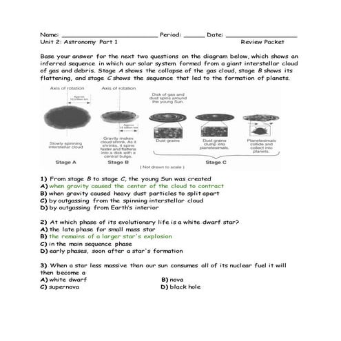 Astro Review Packet 1 | PDF