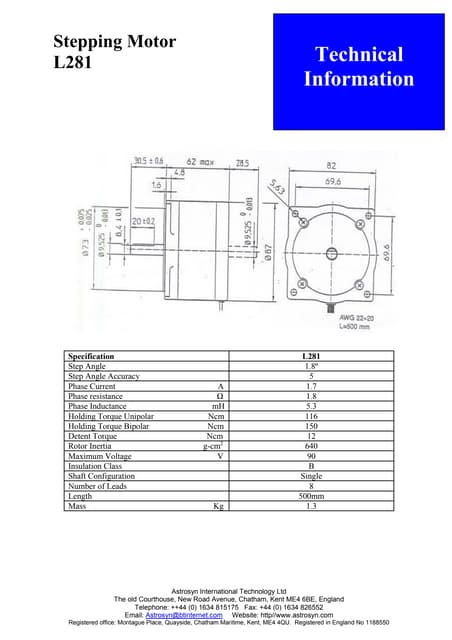 Astrosyn L281 Stepper Motor Pdf