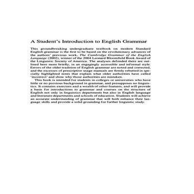 A Student's Introduction To English Grammar by Huddleston Rodney ...