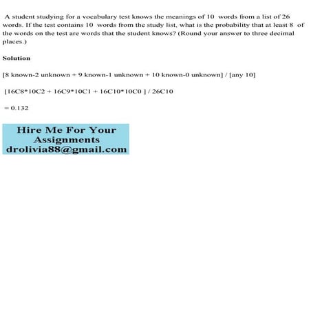 A student studying for a vocabulary test knows the meanings of 10 .pdf