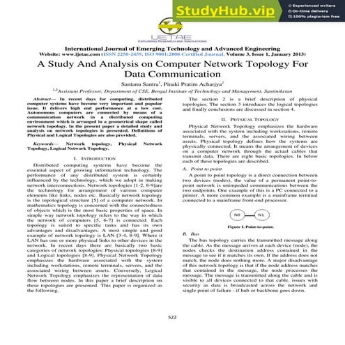 A Study And Analysis On Computer Network Topology For Data Communication | PDF
