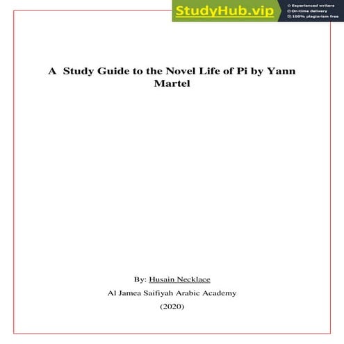 A Study Guide To The Novel Life Of Pi By Yann Martel | PDF