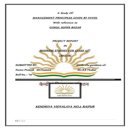 Principles of Management Project CLASS XII | DOCX