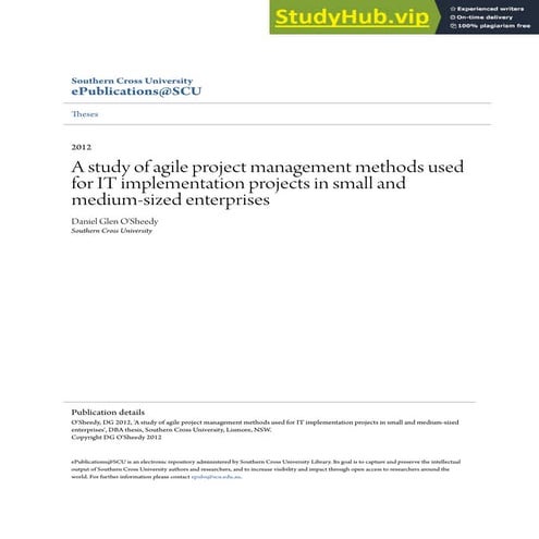 A Study Of Agile Project Management Methods Used For IT Implementation Projects In Small And ...