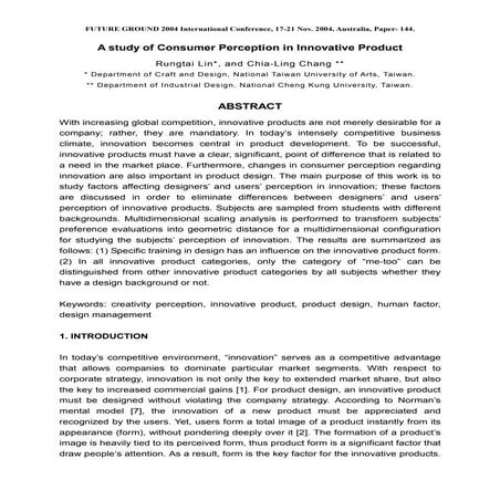 A study of consumer perception in innovative product | PDF | Business ...