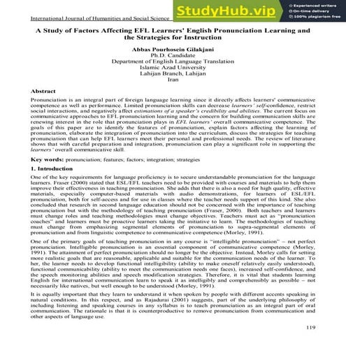 A Study Of Factors Affecting EFL Learners English Pronunciation Learning And The Strategies For ...
