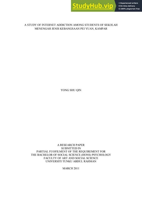 A Review Of The Research On Internet Addiction | PDF